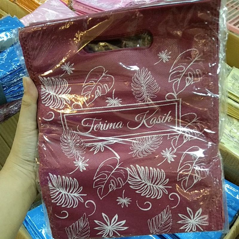 100pcs Beg Kain Beg Goodies Non-Woven Bag Corak Daun Monstera Beg ...