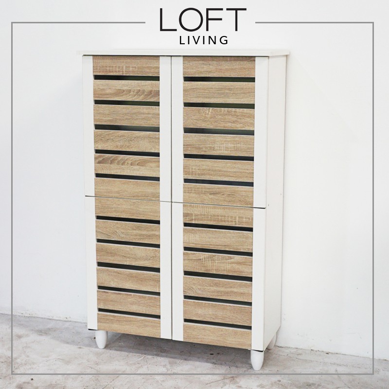 Loft Living ENYA 4 Door wooden shoe cabinet/ rak kasut kayu/ kabinet ...