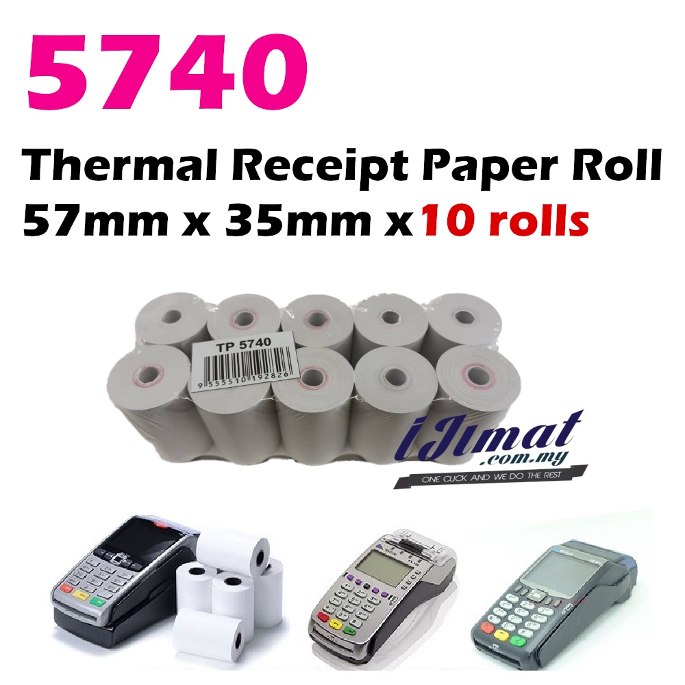 Thermal Paper Roll 5740 57x40 57mm x 35mm (Compatible to Food Panda ...