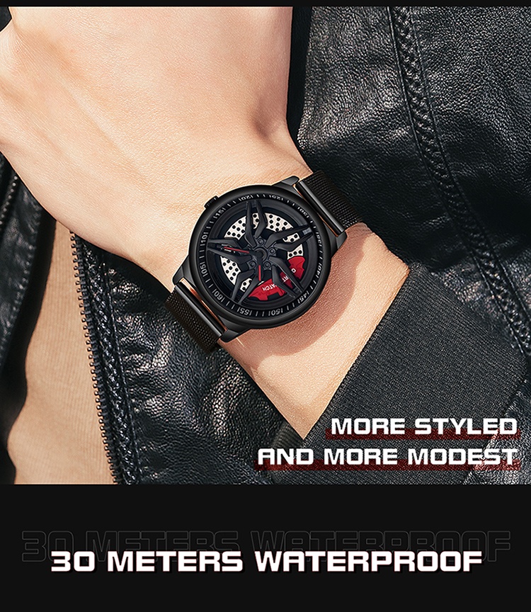 SANDA New Unique Real 3D Model Spinning Car Wheel Hub Watch Luxury ...