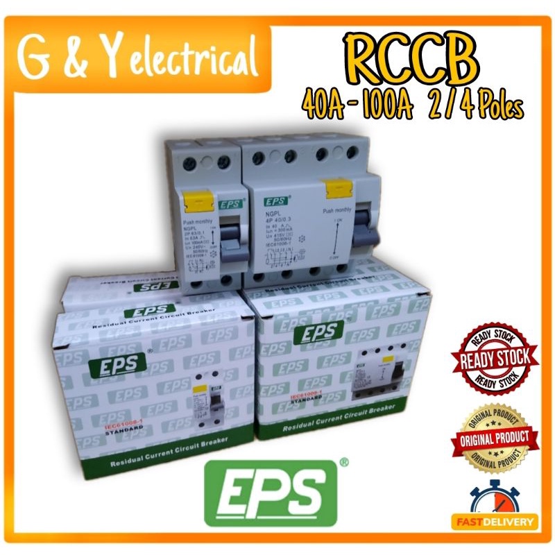 EPS ELCB / RCCB (2 Poles) 40A / 63A (SIRIM Approved) | Shopee Malaysia