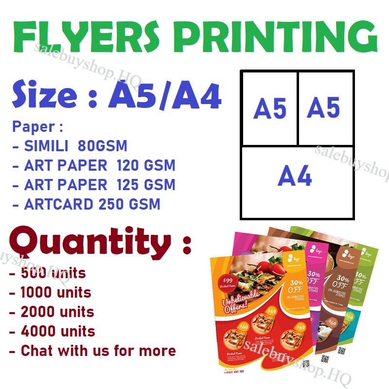FLYERS PRINTING SERVICES A4 / A5 🔥 1000 - 4000 UNITS | Shopee Malaysia