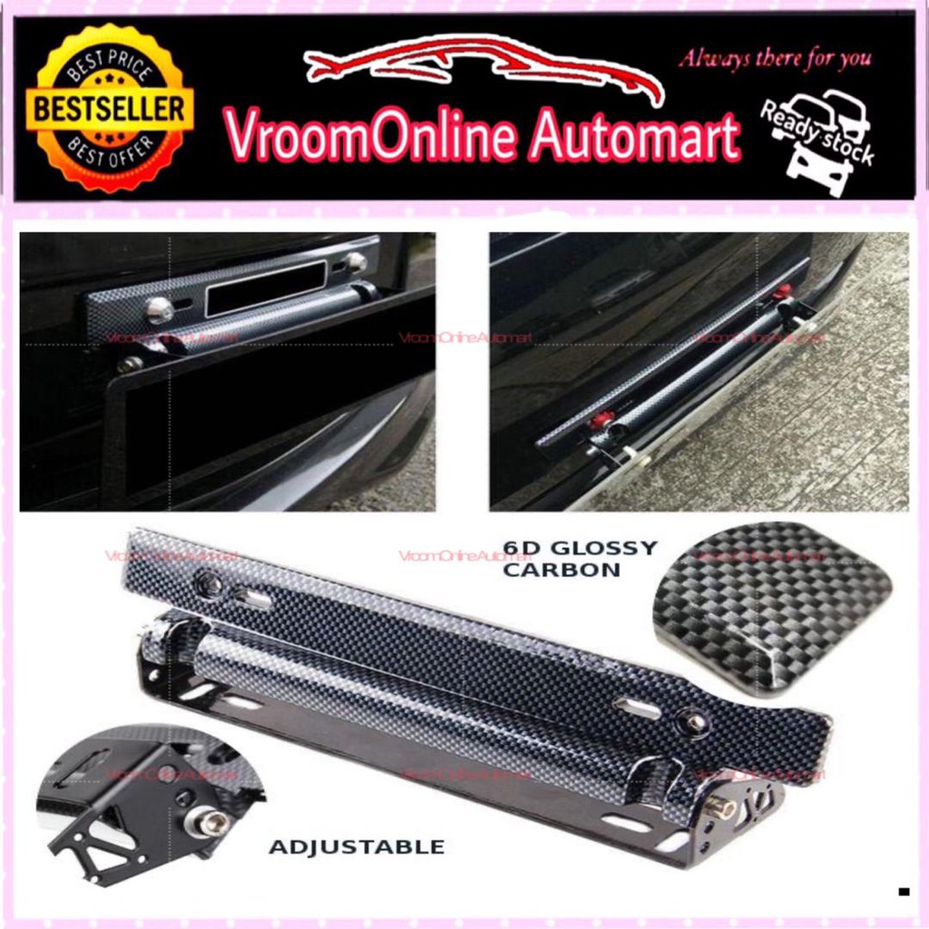 Universal Car Glossy 6d Carbon fiber adjustable license number plate ...