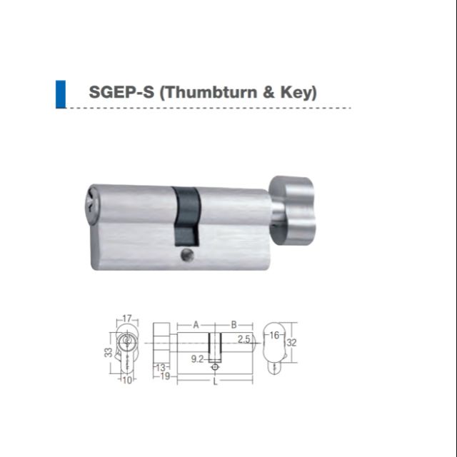 St. Guchi SGEP-S Thumbturn & Key Euro Profile Cylinder Lock | Shopee ...