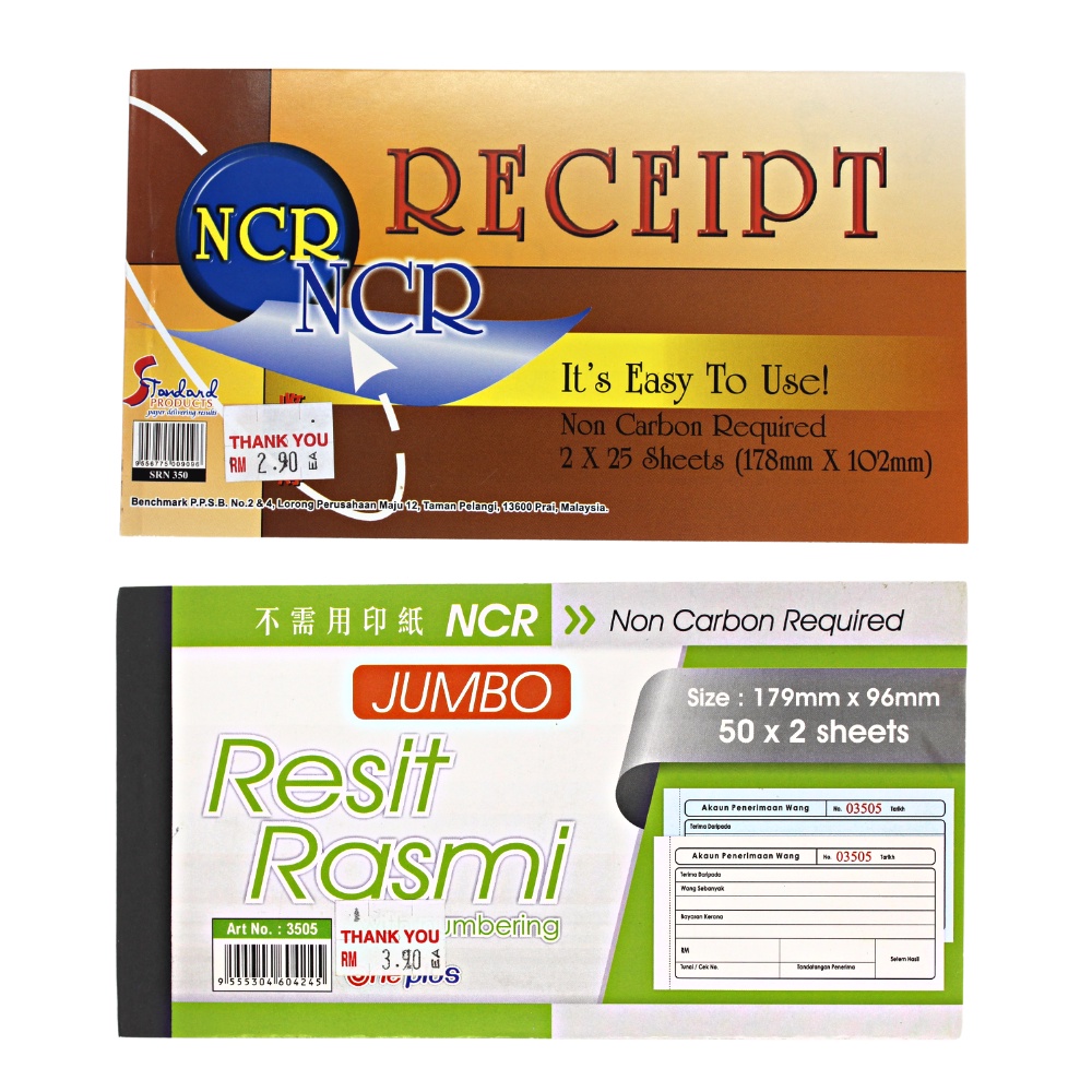 NCR Receipt Book/Buku Resit/Carbonless (25/50 Sheets/2Ply) | Shopee ...