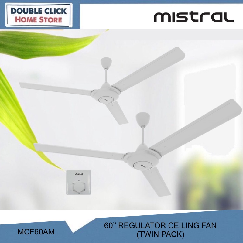 Mistral MCF60AM 60" Regulator Ceiling Fan (Twin Pack) With JKR Approval ...