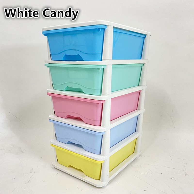 5 Tier Drawer Cabinet Multipurpose Colourful Storage Drawer Rak Almari ...