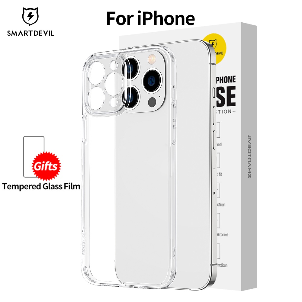 SmartDevil Clear Glass Phone Case For iPhone 13 Pro Max/13 Pro/13 Mini ...