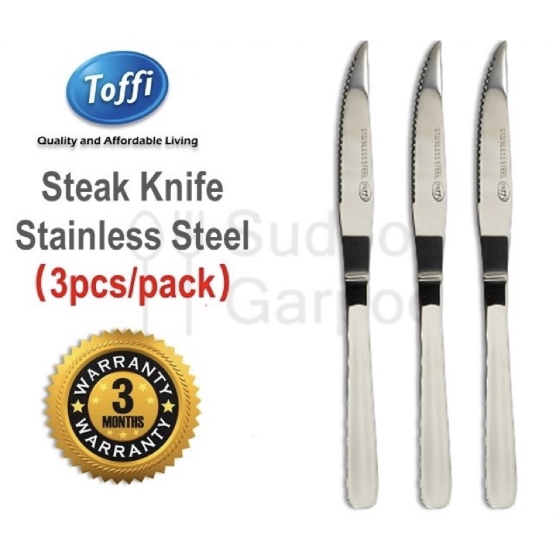 TOFFI 3pcs Stainless Steel Thick Steak Knife 3076 / Pisau Stik Steel ...