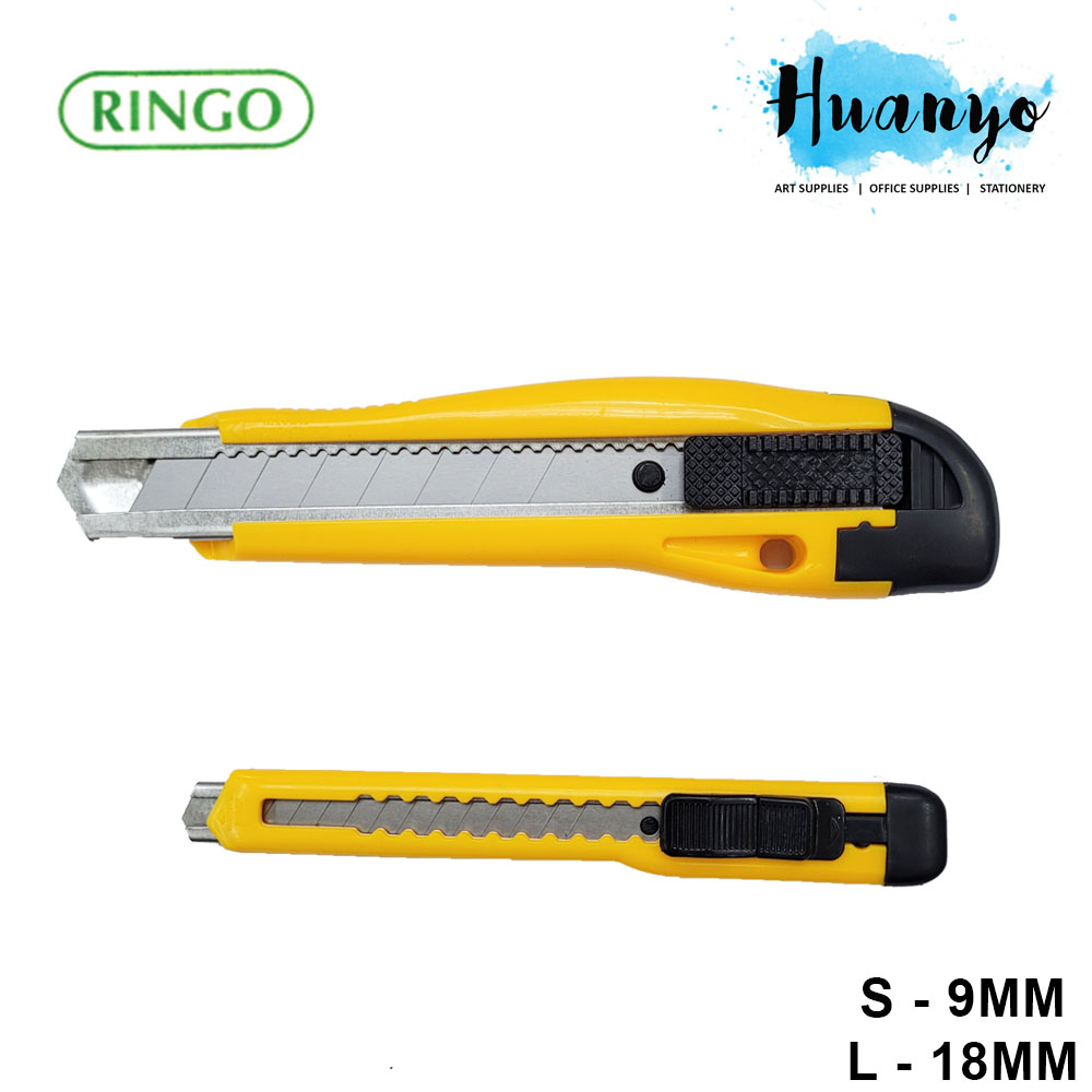 Ringo Razor Blade Utility Knife Cutter (S - 9MM / L - 18MM, Yellow ...
