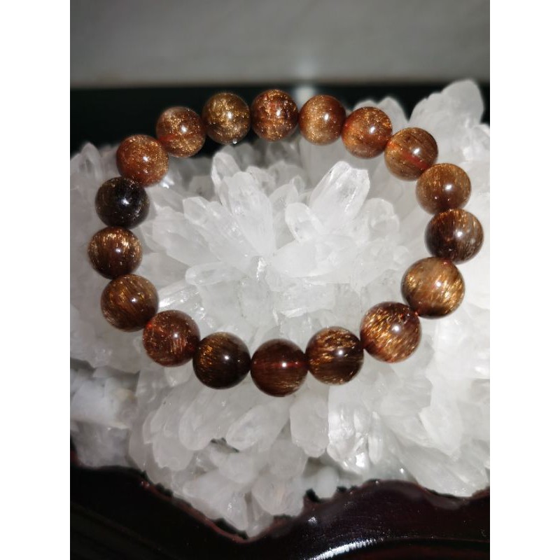 猫眼铜顺发水晶水串 Natural Crystal Cooper Rutilated Quartz Bracelet | Shopee ...