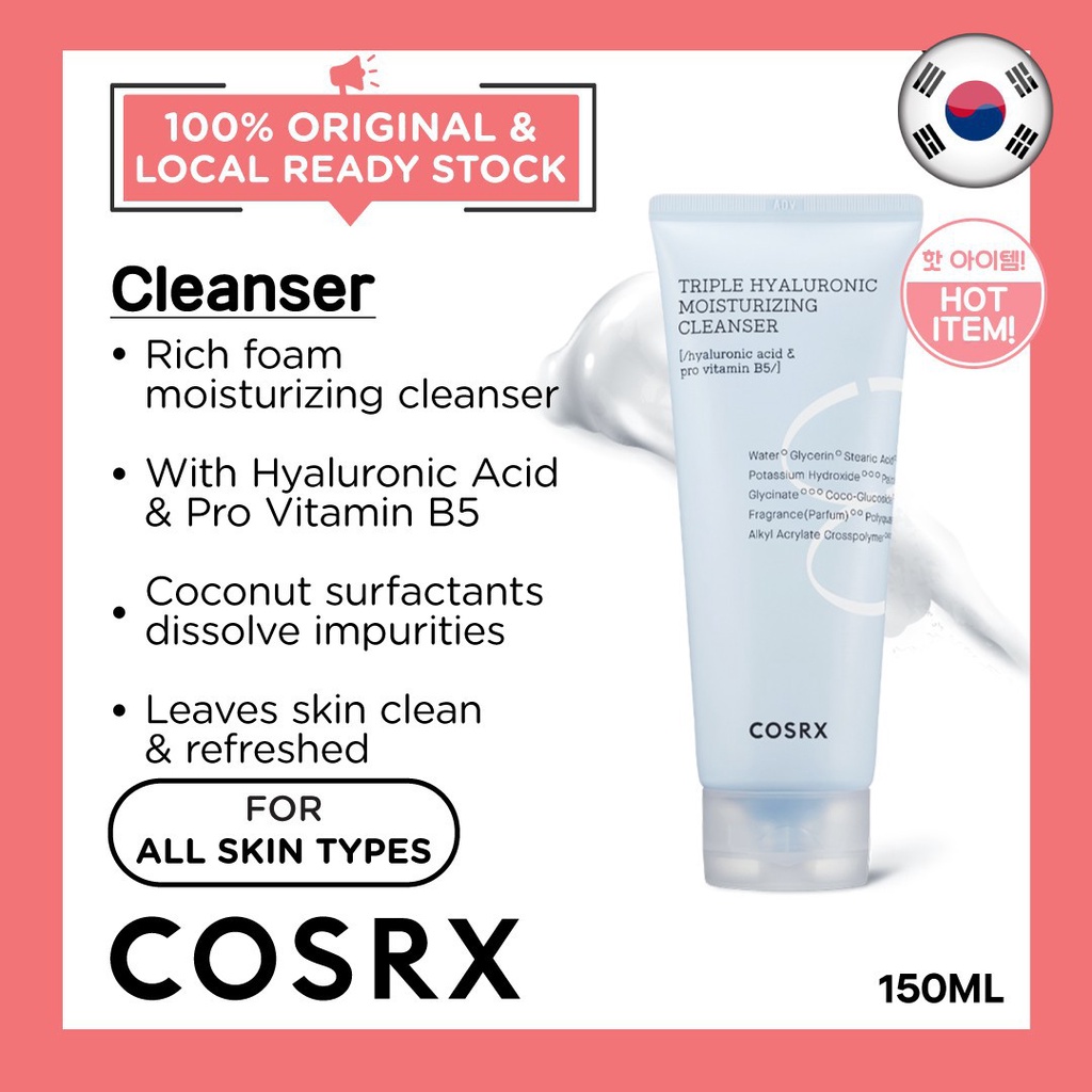 COSRX Hydrium Triple Hyaluronic Moisturizing Cleanser 150ml Hyaluronic ...