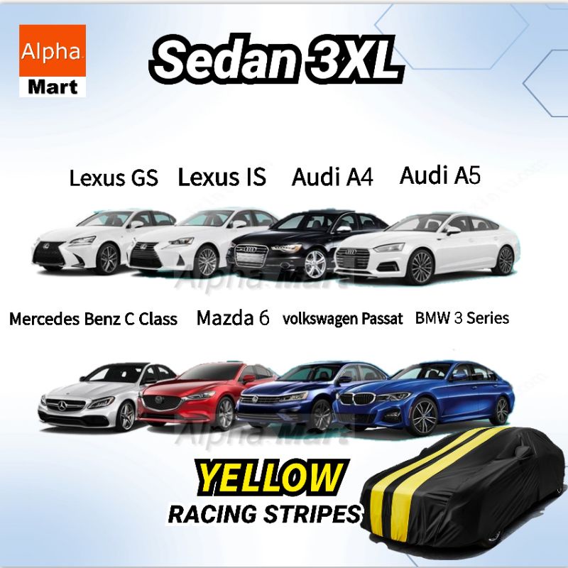 Alpha PREMIUM Racing Stripes Car Cover 3 layers Thick Waterproof ...