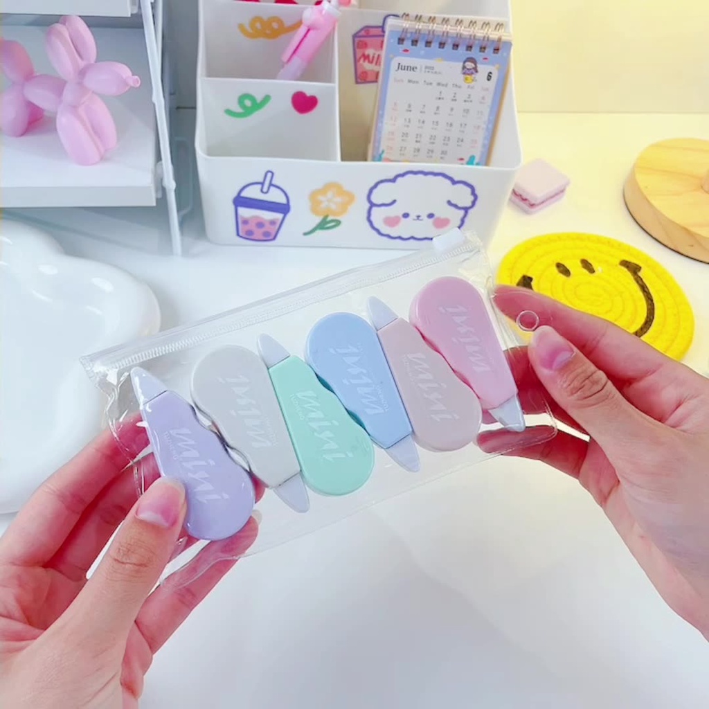 6 in 1 Macaron Correction Tape Mini Pastel Color Correction Tape ...