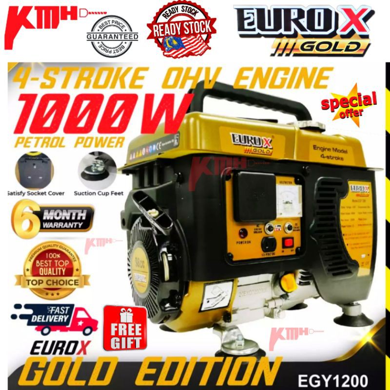 (New) EUROX EGY1200 Gold Edition Portable Petrol Generator 1000W 4-STROKE / PASAR MALAM PORTABLE ...
