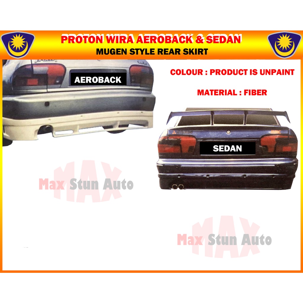 PROTON WIRA SEDAN SALOON AEROBACK REAR SKIRT (GSR,EVO3,SE,V6,NM,BOMEX ...