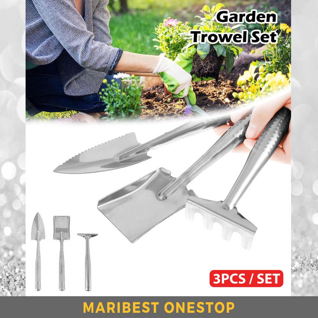 3 PCS Stainless Steel Mini Garden Tool Set Plant Tools Gardening ...