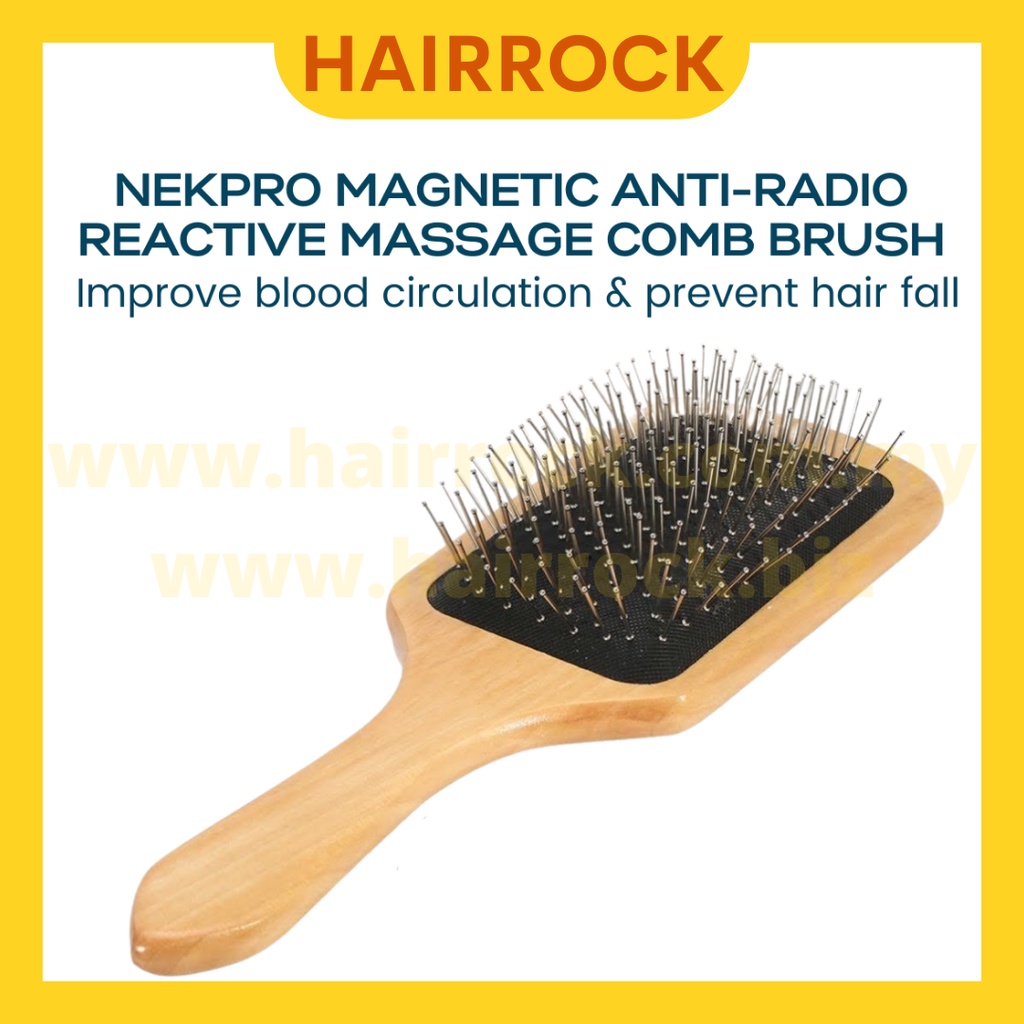 NEKPRO Anti-Radio Reactive Massage Wood Handle Comb Brush | Shopee Malaysia