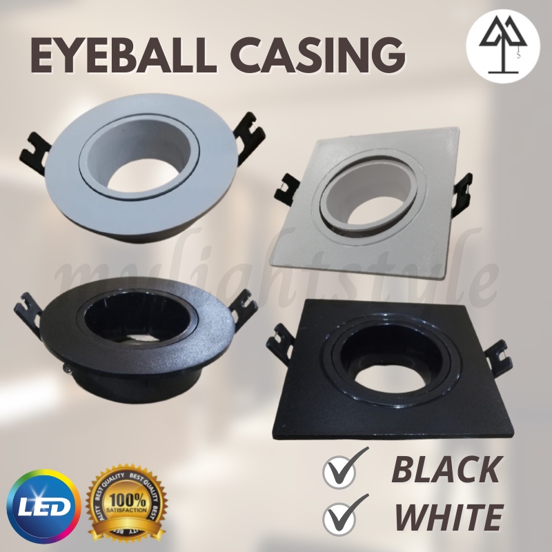 SINGLE HEAD EYEBALL FITTING CASING FREE GU10 HOLDER BLACK / WHITE ROUND ...