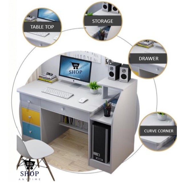 HOME Multi Compartments Writing Table with drawer | Study table with ...