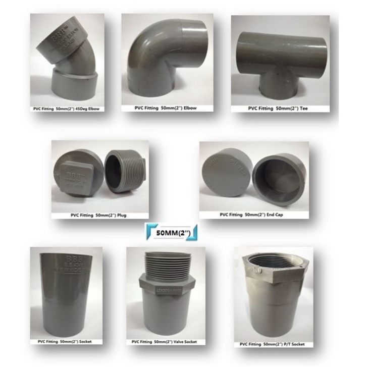 PVC Fitting 50mm (2")-45DEG ELBOW, ELBOW,TEE,PLUG,END CAP,SOCKET,VALVE ...