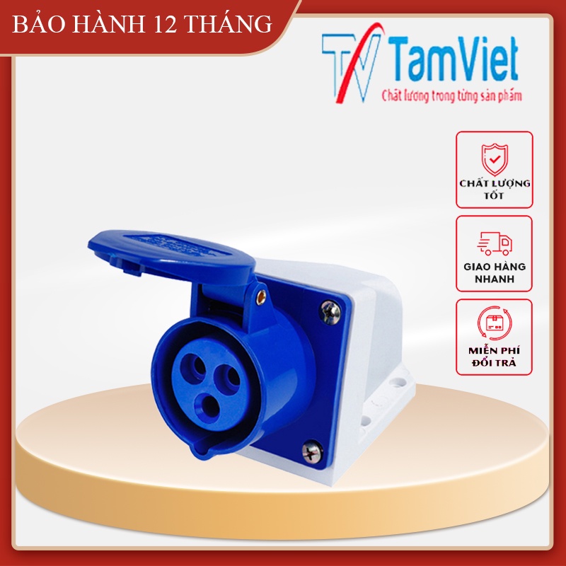 Single phase fixed industrial socket, 1 phase 3 pin 220V power outlet ...