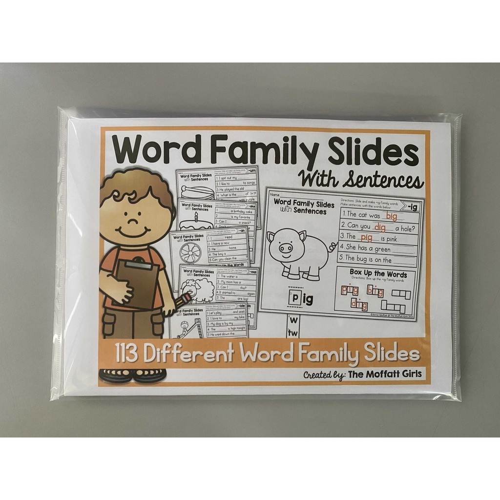 [Work Sheet] Word Family Slides with Sentences (113 Word Families ...