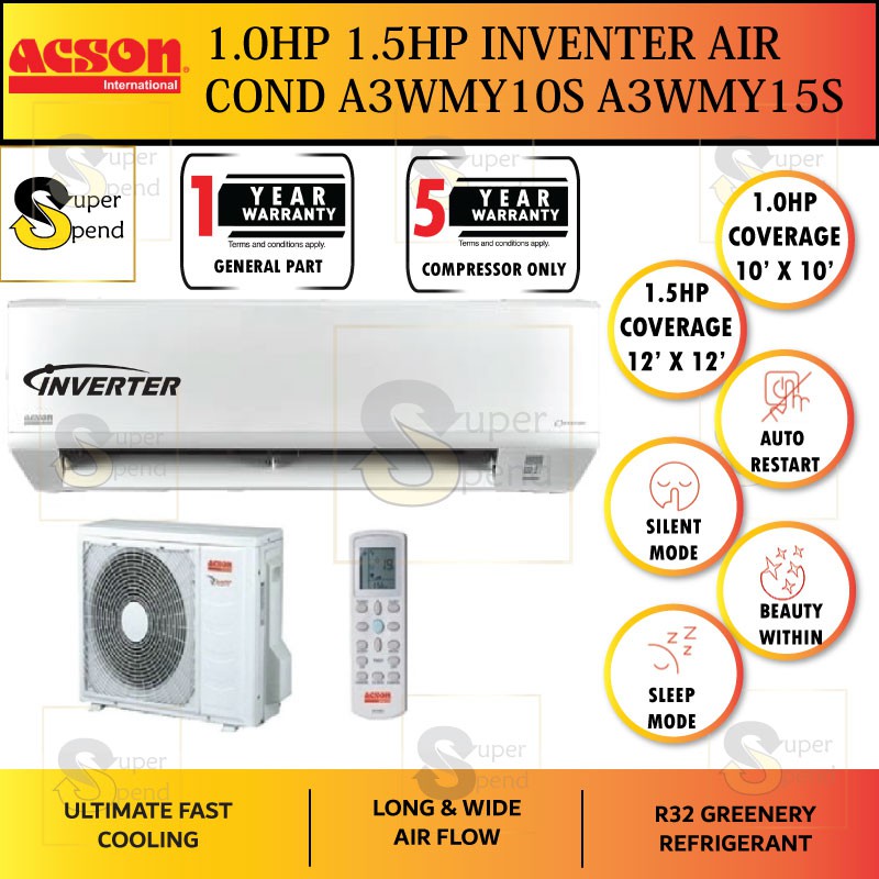 [ 1HP / 1.5HP ] Acson R32 1.0HP 1.5HP Inverter Air cond conditioner ...