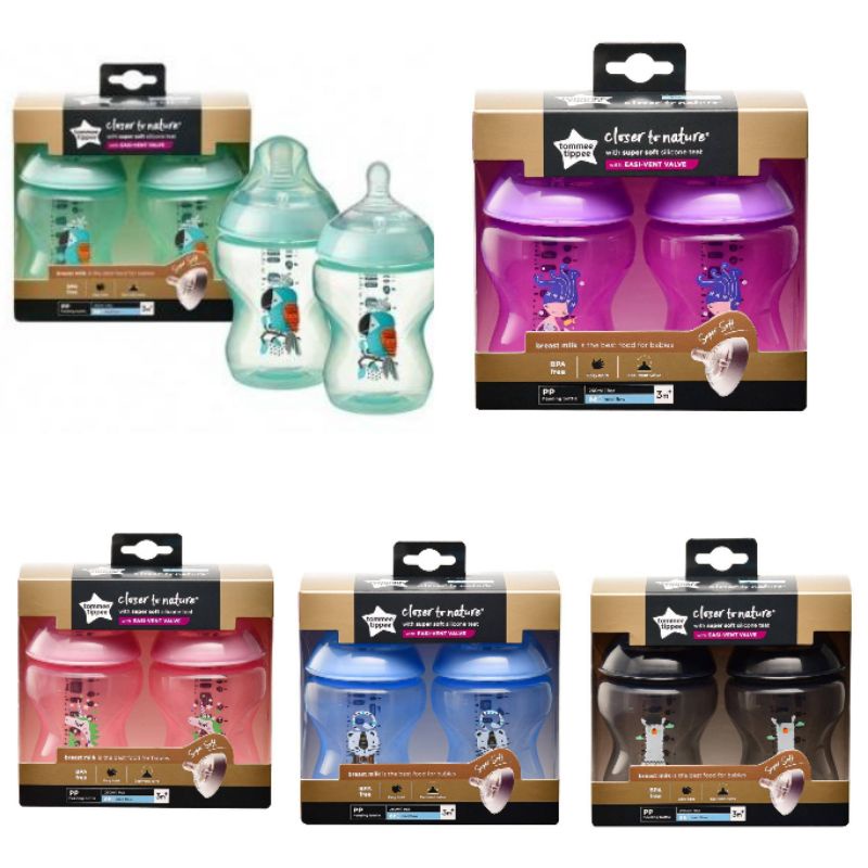 ORIGINAL Tommee tippee 9oz 260ml twin pack bottle Colour Design ready stock Malaysia | Shopee ...
