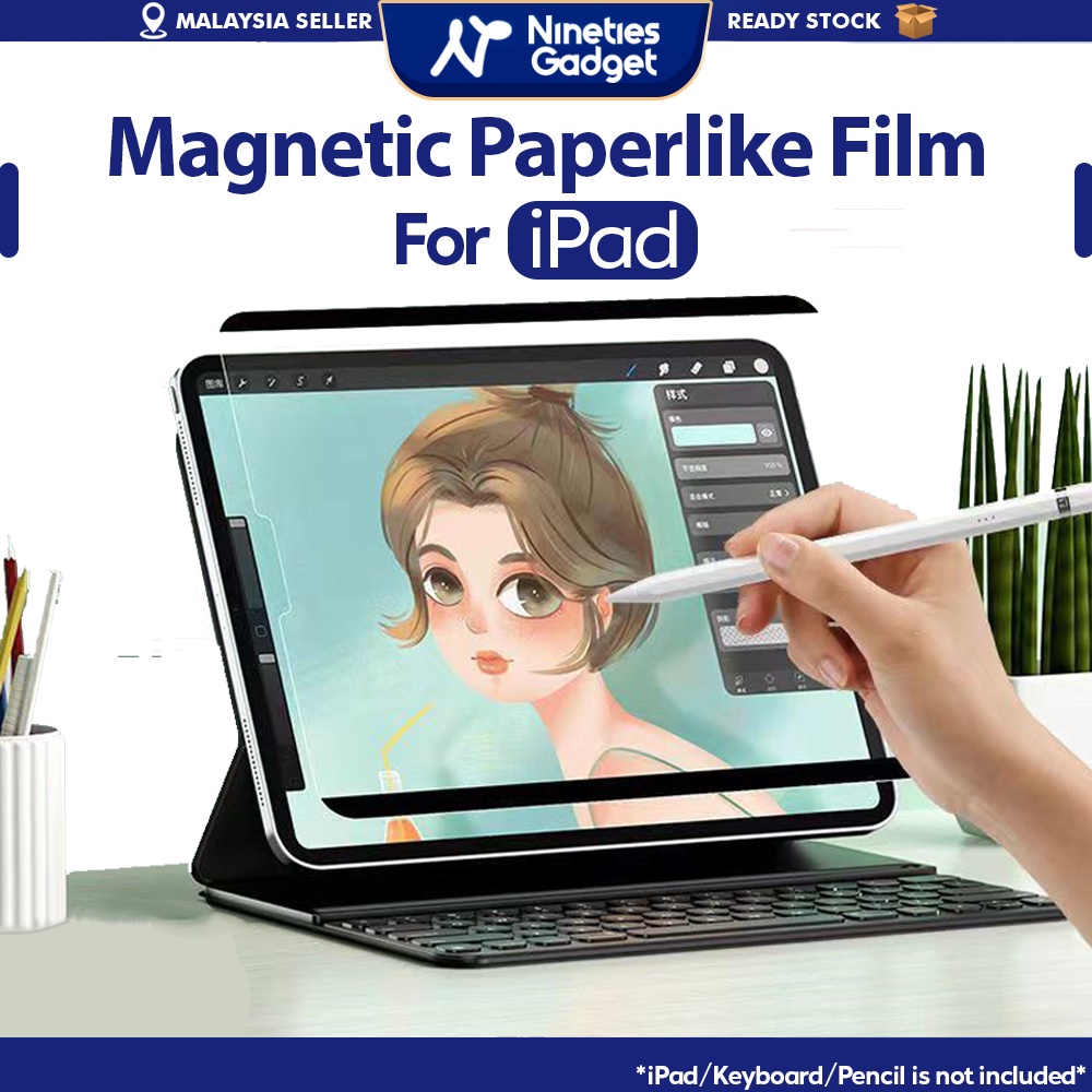 Magnetic Paperlike Removable Screen Protector Film for iPad Air 4 5 6 ...
