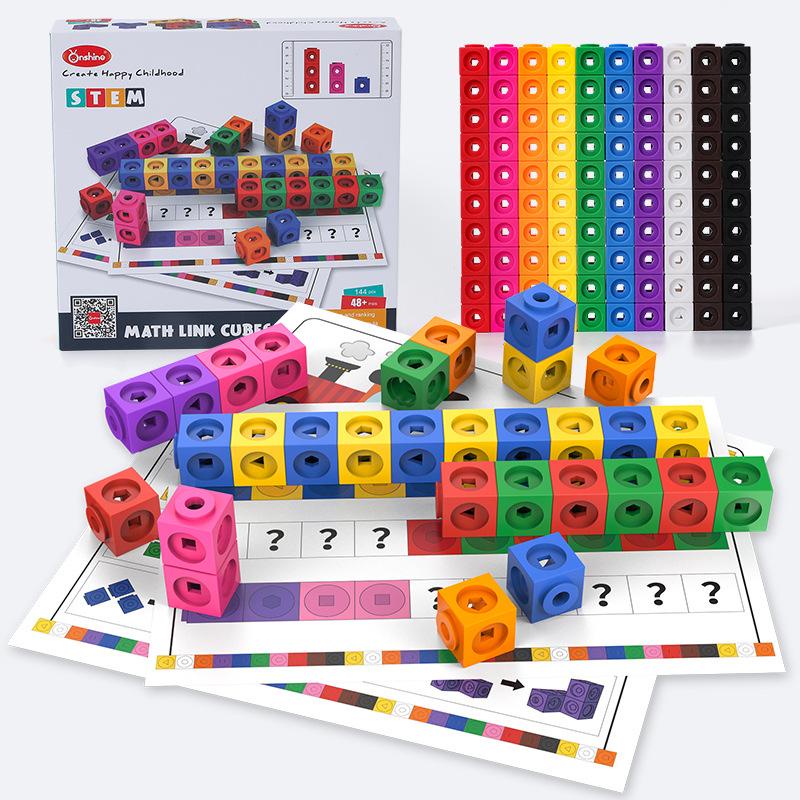Onshine Math Link Cubes with Activity Cards Set, Math Blocks Kids Toy ...