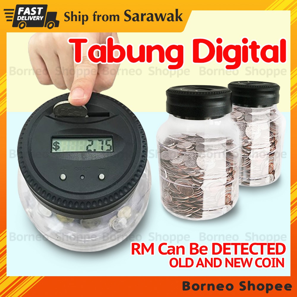 TABUNG DIGITAL Coin Savings LCD Counting Jar Gift Tabung Syiling ...