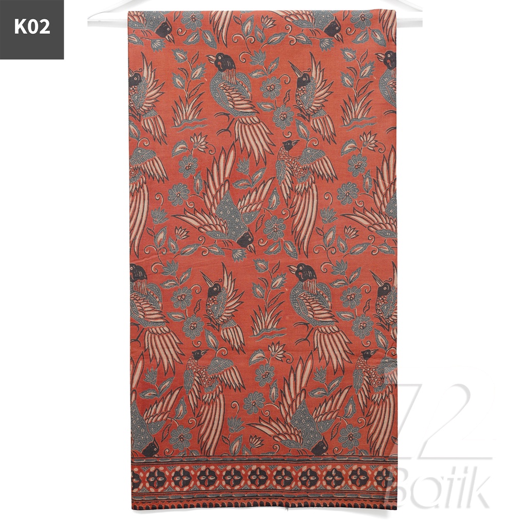 KATUN Premium BATIK Fabric Cotton Material Garden Bird Motif Orange ...