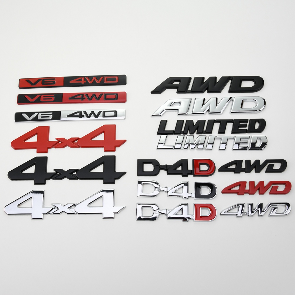3D Car Emblem Sticker Zinc Alloy V6 4WD AWD D4D 4X4 LIMITED Logo For ...