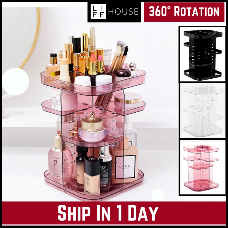 360 Degree Rotatable Comestic Makeup Organizer Makeup Storage Box ...
