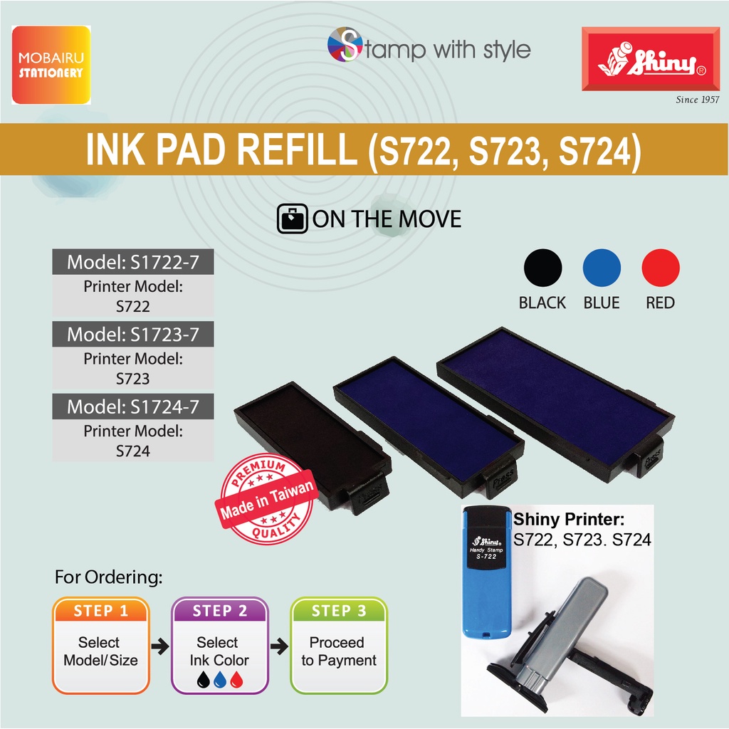 Ink Pad/Cartridges Refill for Self Inking Stamps - Shiny Handy Stamp ...