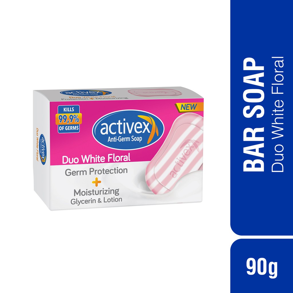 Activex Duo Anti Germ Duo White Bar Soap - Floral (90g) | Shopee Malaysia