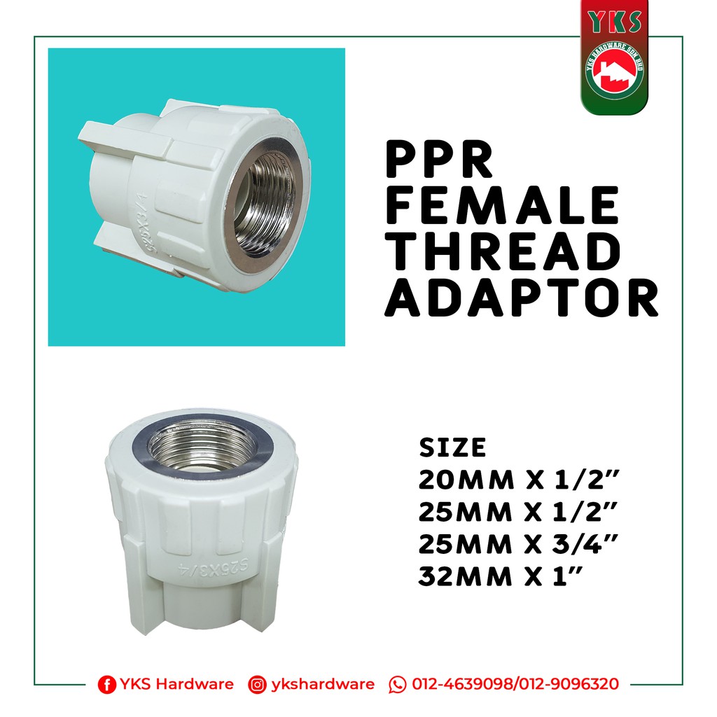 PPR FEMALE THREAD ADAPTOR - Pipe & Fittings System | Shopee Malaysia