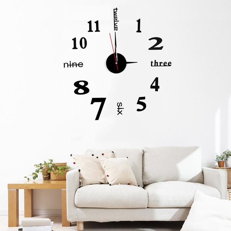 Acrylic Modern DIY Clock , 3D Mirror Small Size Surface Wall Frameless Mute Clock , Home Numbers ...