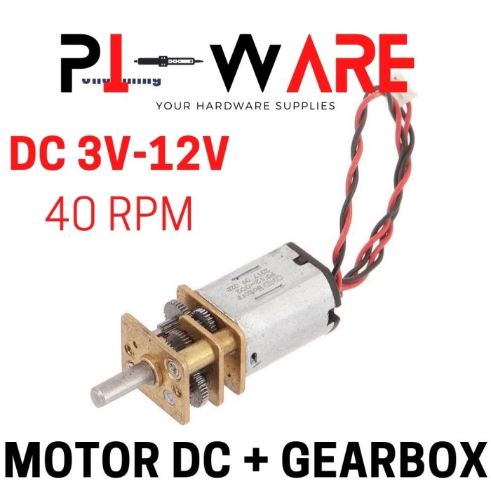 Dc Motor 3V 12V 40RPM Slow Speed Micro N20 Full Metal Gearbox+Cable ...