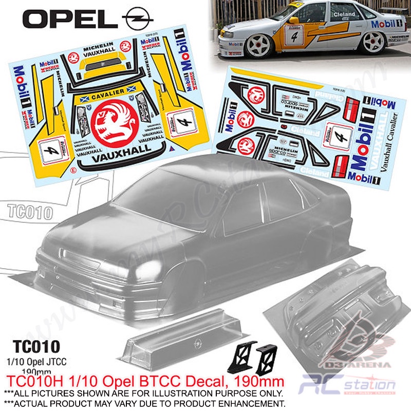 Team C Racing Clear Body Shell TC010 1/10 Opel JTCC (Width 190mm ...