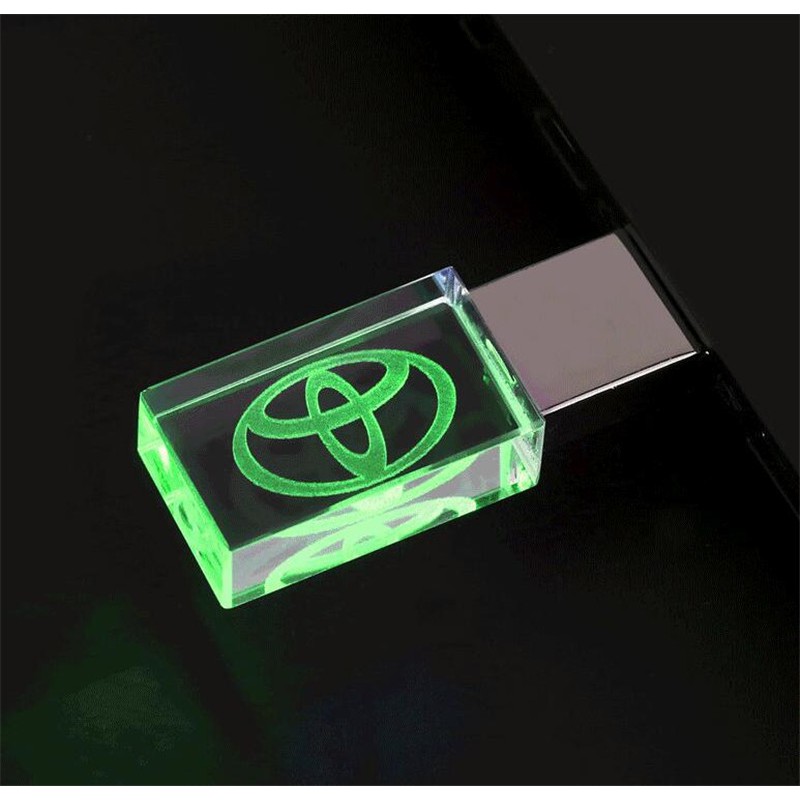 Crystal Glass LED Lighting Toyota Car Logo USB 2.0 Flash Drive 8GB 16GB ...