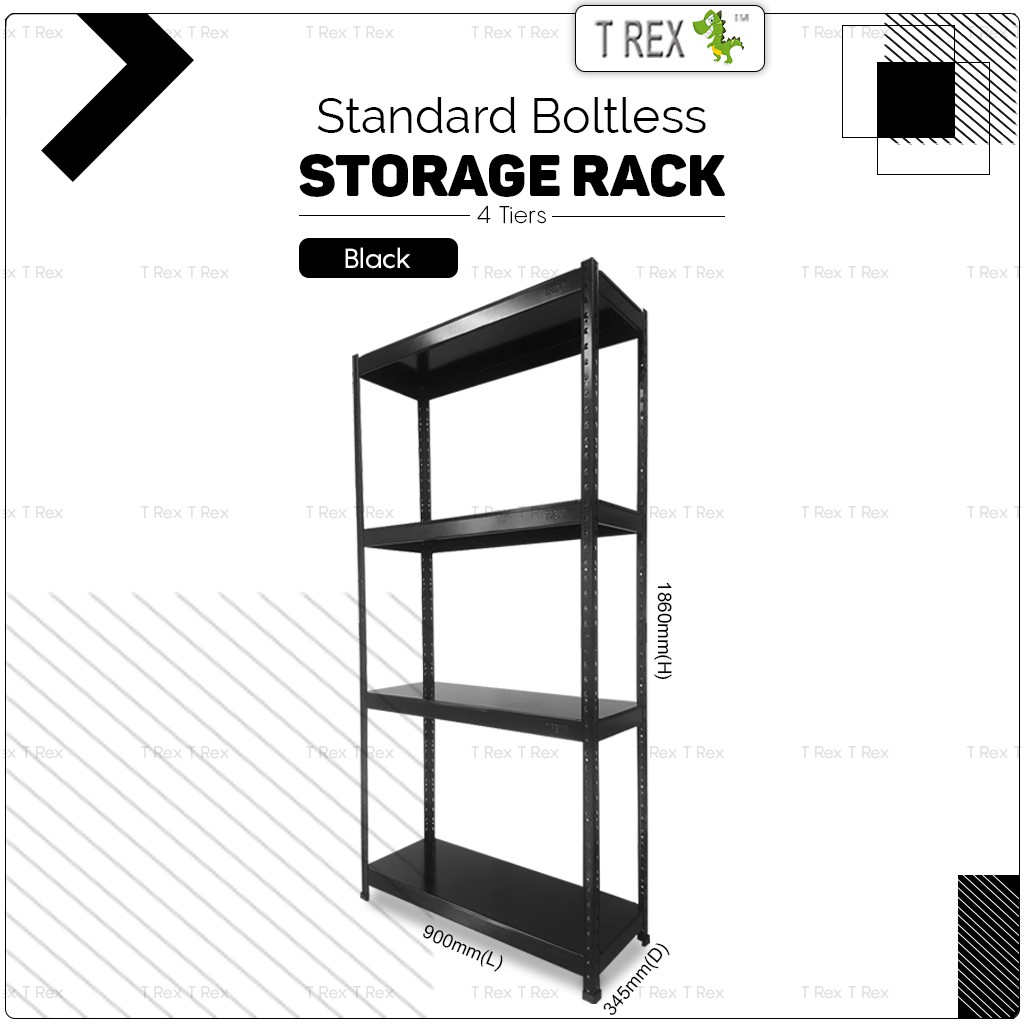 T Rex Standard 4 Tier Steel Boltless Storage Rack Warehouse Rack Shelve ...