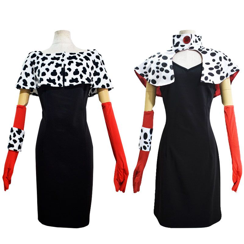 Fashionable Villain Female Cruella Cos Costume Halloween Cosplay Set ...