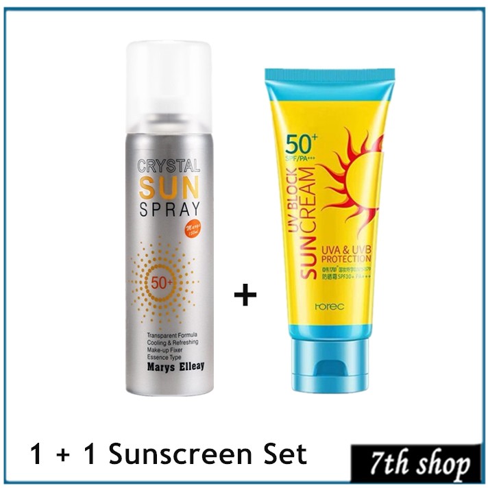 [1+1] Sunscreen / Sunblock Cream + Sun mist / spray SPF 50 PA ...