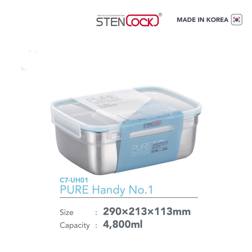 [StenLock] 4800ML /6000ML /7400ML Pure Handy Korea Stainless steel food ...