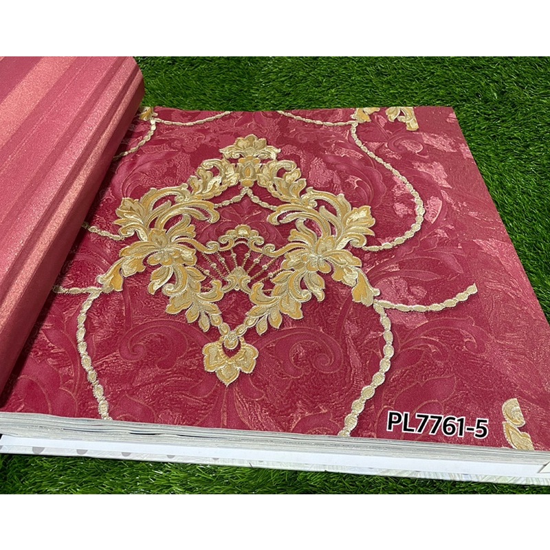 MERAH Elegant Classic Damask Red Gold Wall Wallpaper | Shopee Malaysia
