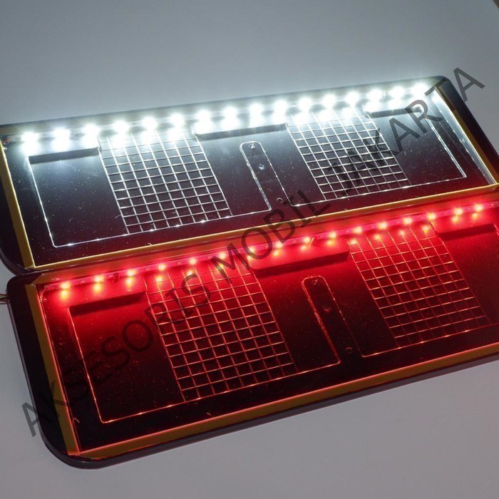 MERAH CAR NUMBER PLATE HOLDER FRAME L300 ACRYLIC WHITE BRAKE RED LIGHTS ...