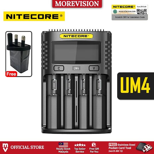 Original Nitecore UM4 UM2 USB Battery Charger QC with 3-Pin Adapter ...