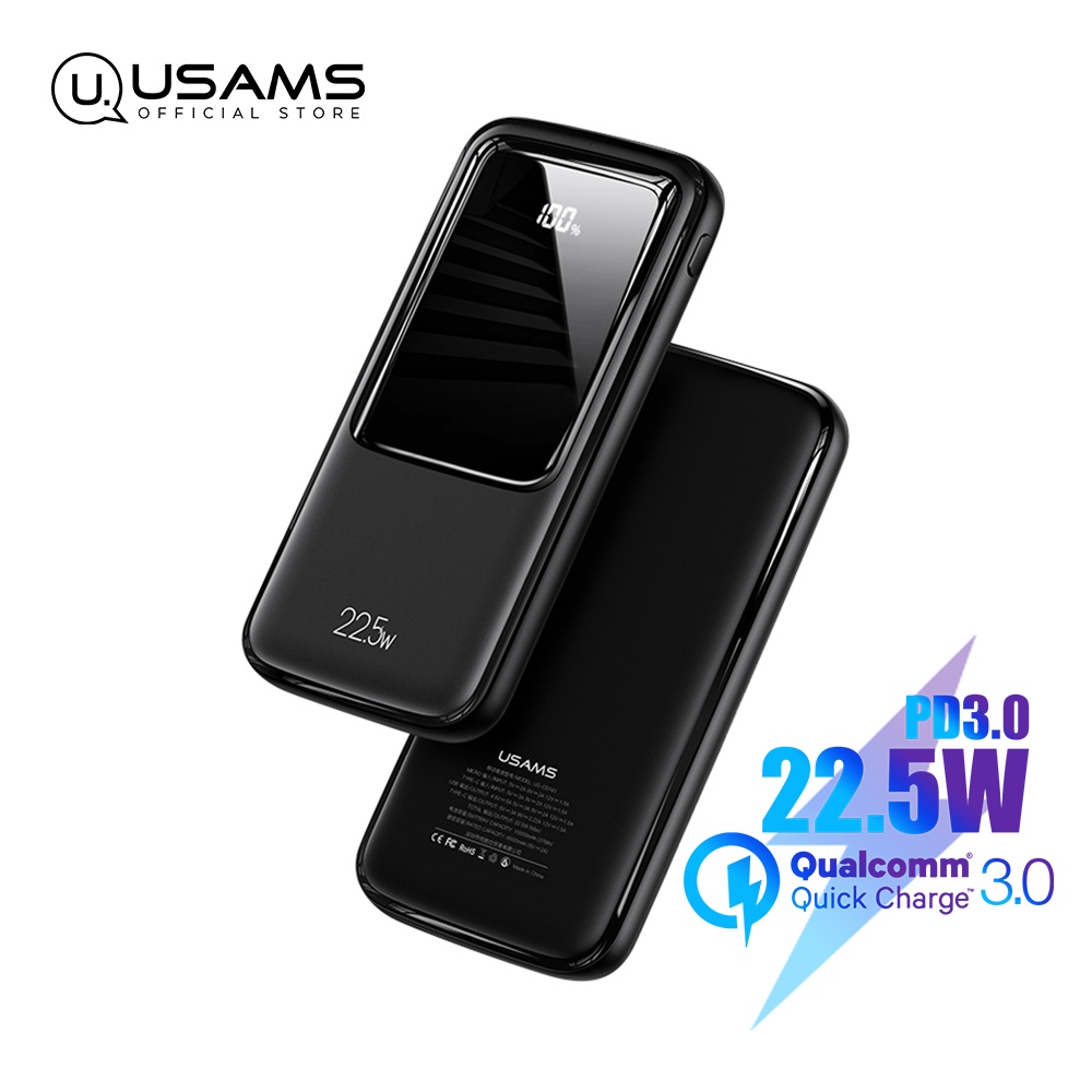 USAMS 10,000/20,000mAh Dual QC3.0+PD Digital Display Fast Charging ...